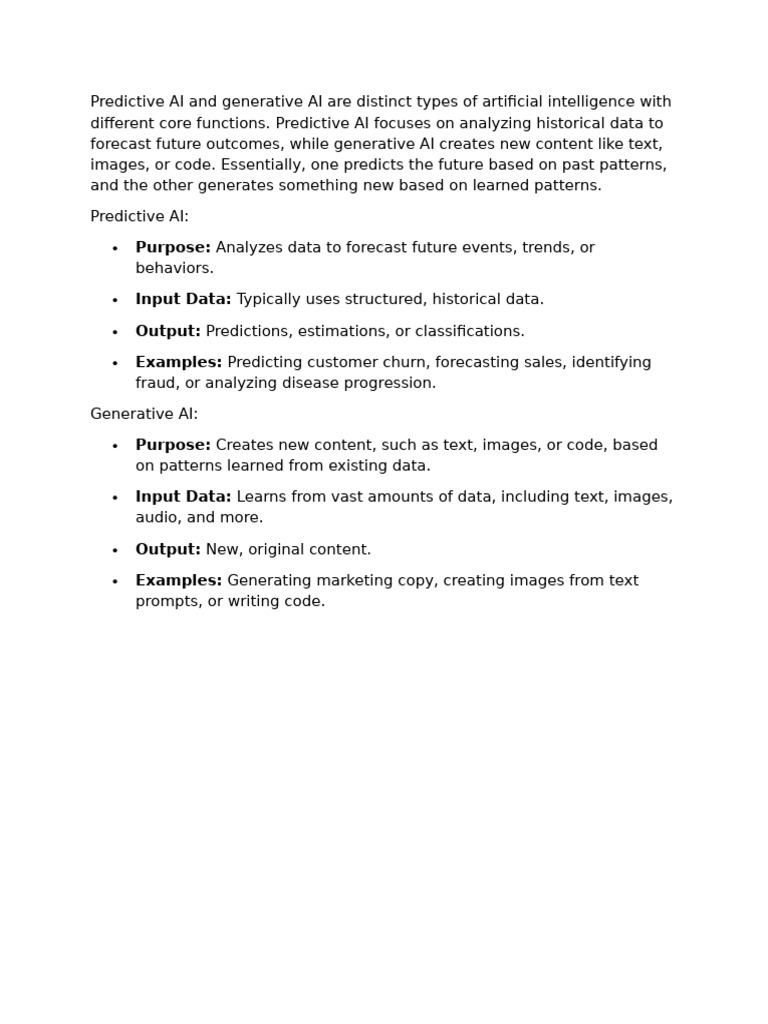 Predictive vs Generative AI Explained | PDF