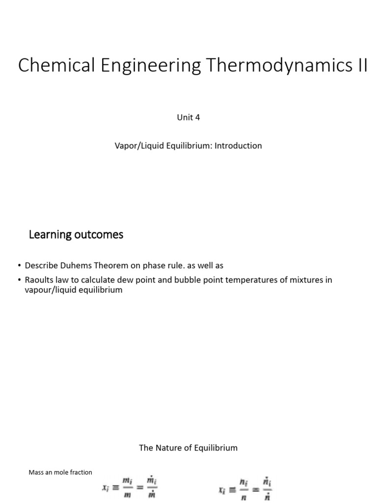 Unit 4 Vapour Liquid Equilibruim INTRODUCTION | PDF | Phase Rule ...