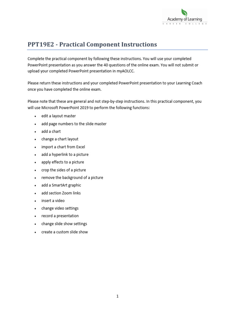PowerPoint Practical Test Instructions | PDF | Microsoft Power Point ...