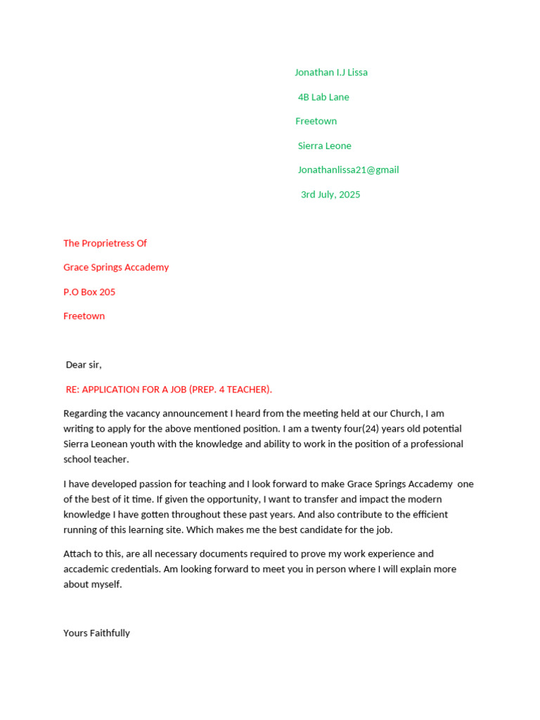 Sample Application Letter | PDF