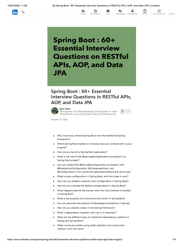 Spring Boot - 60+ Essential Interview Questions in RESTful APIs, AOP ...