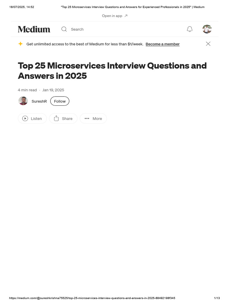 Top 25 Microservices Interview Questions and Answers For Experienced Professionals in 2025 ...