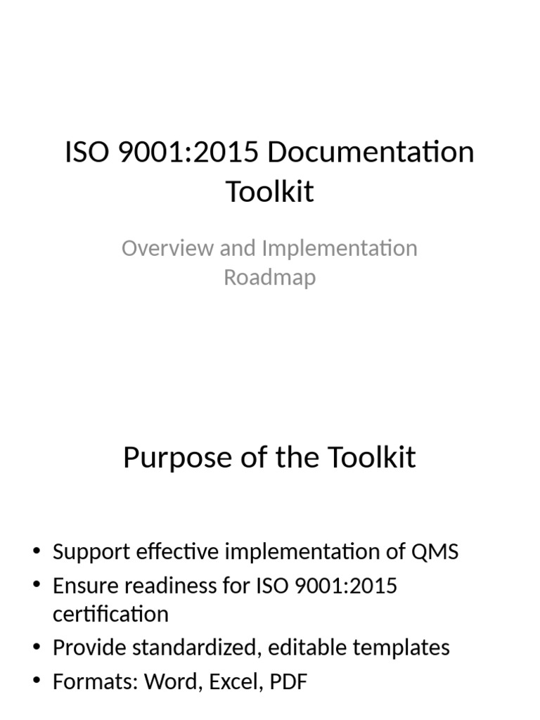 ISO 9001 Documentation Toolkit Overview | PDF