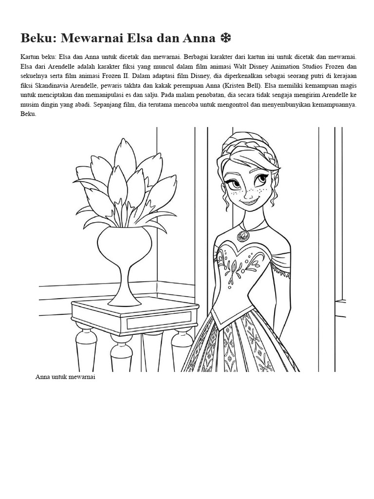 Frozen Mewarnai Elsa Dan Anna Pepe Lt Pdf