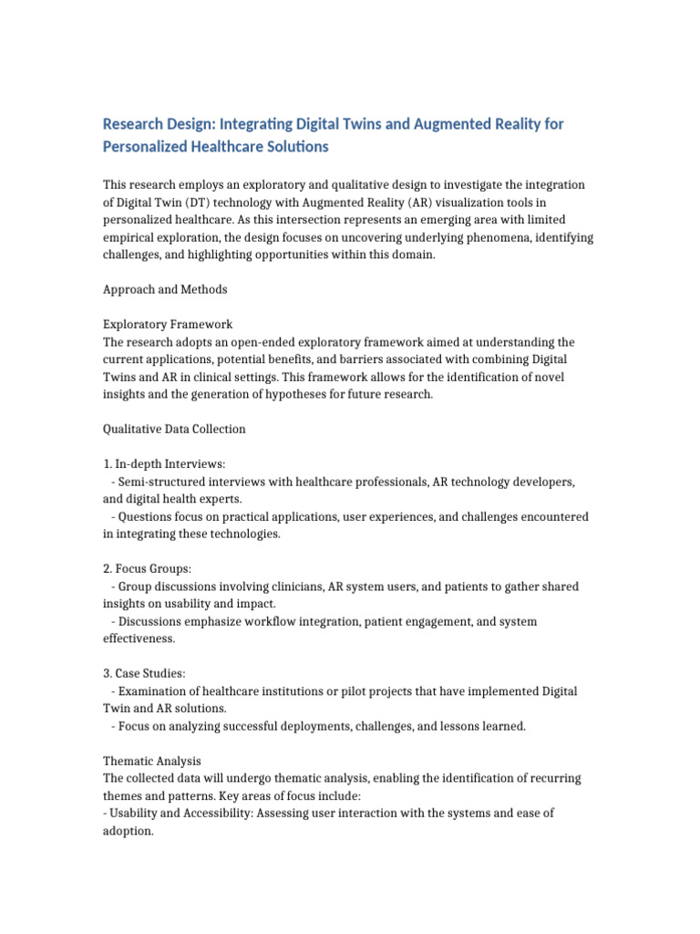 Research Design Digital Twins AR | PDF | Usability | Qualitative Research
