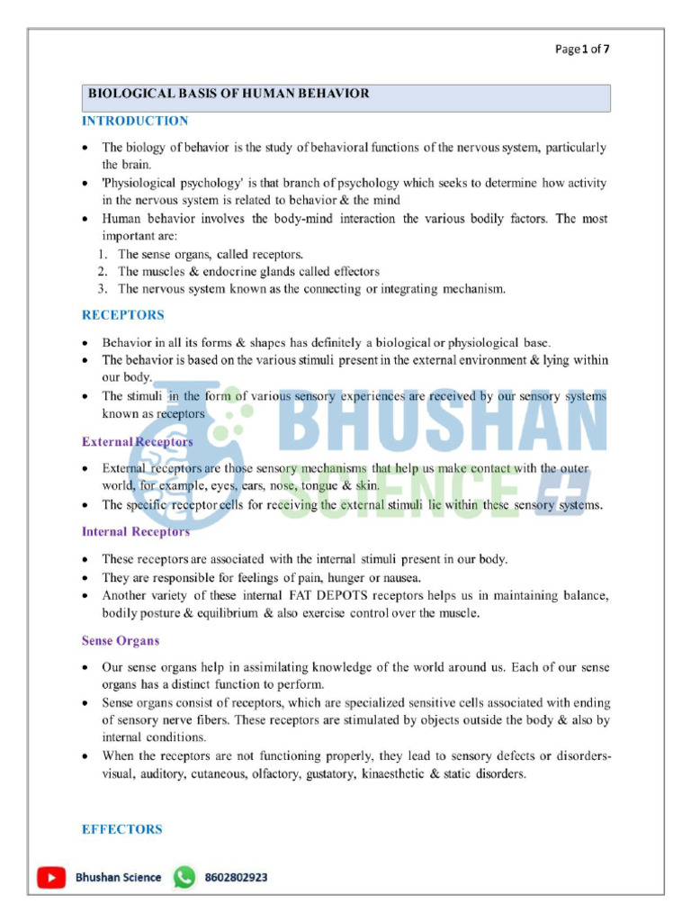 Biological Basis of Human Behavior 26051021 2025 07-10-08 25 | PDF
