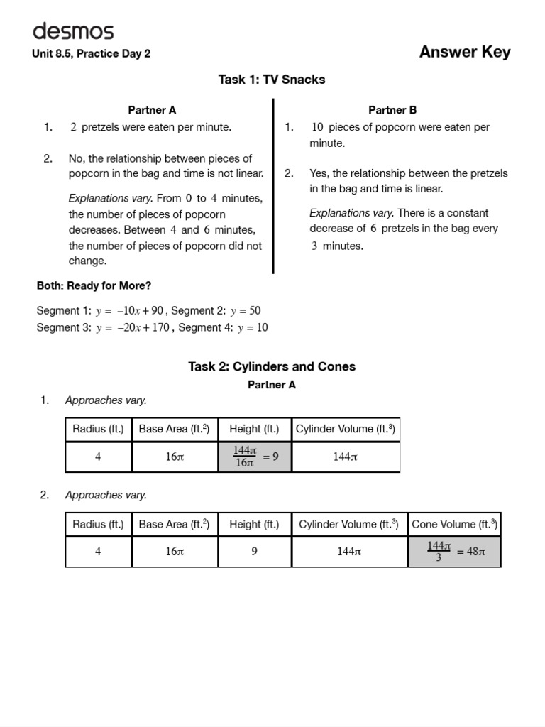 Unit 8.5 Practice Day 2 Answer Key | PDF | Sphere | Area