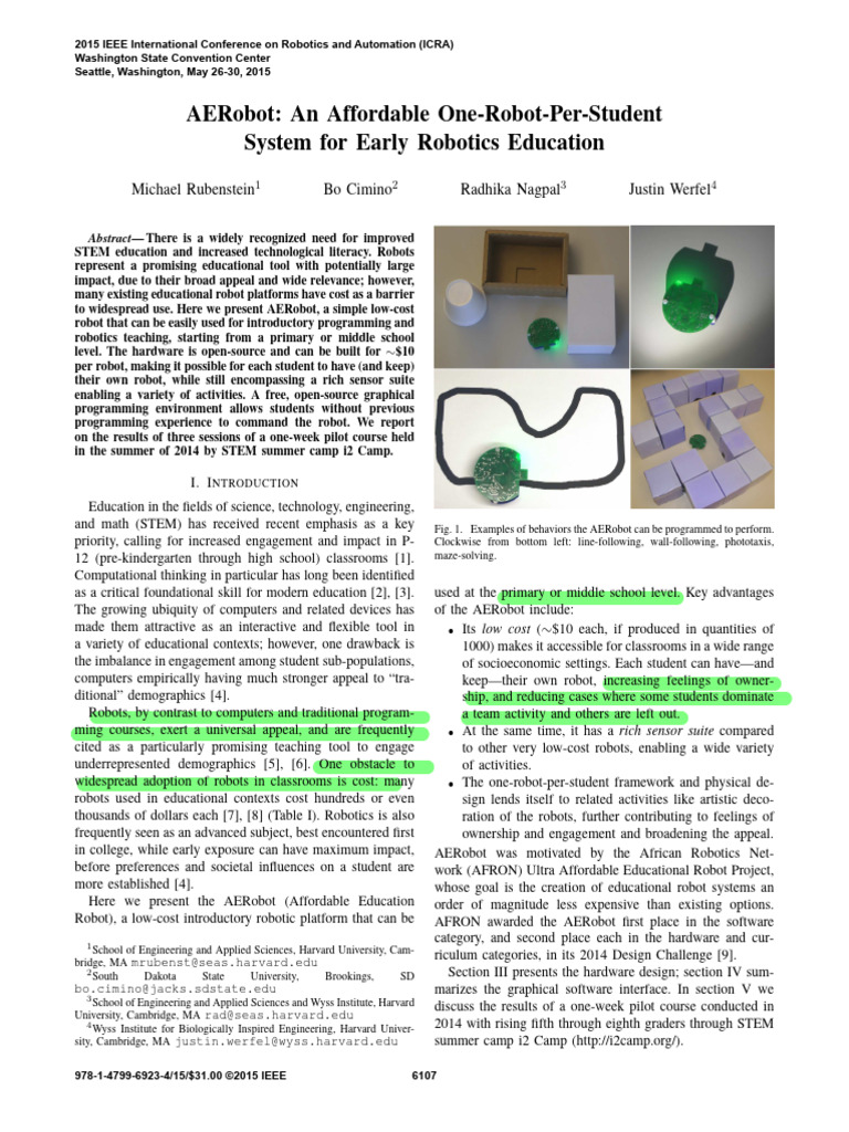 Affordable AERobot for STEM Education | PDF | Usb | Robot