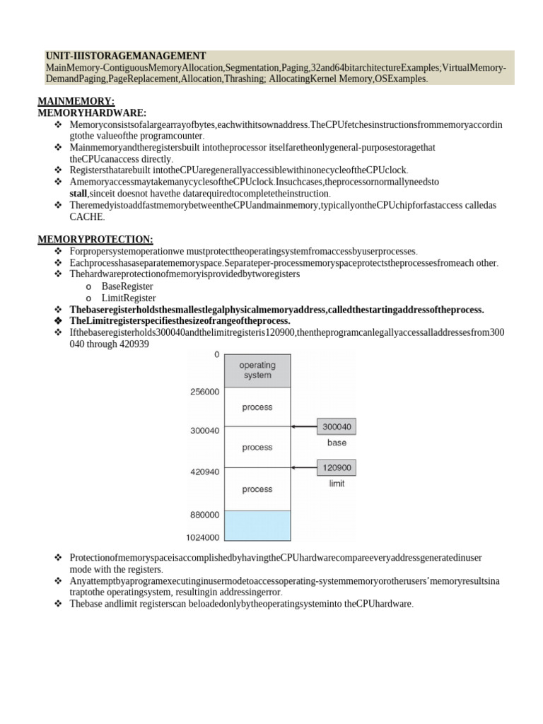 Memory Maagement - Unit 4 | PDF | Process (Computing) | Scheduling (Computing)