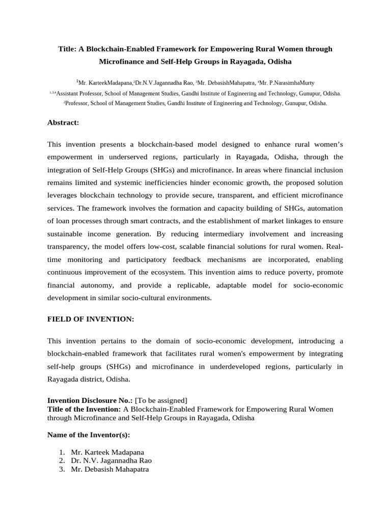 Karteek Madapana, SMS, Patent | PDF | Microfinance | Financial Inclusion