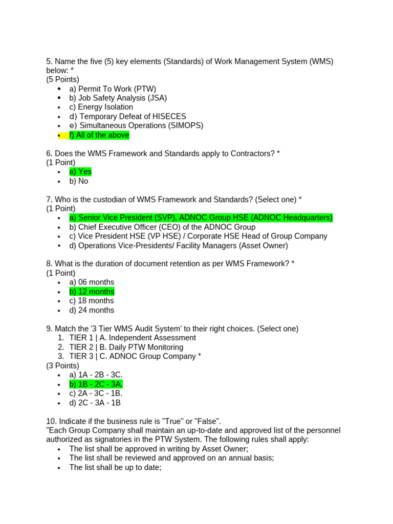 ADNOC WMS Framework and Standards Guide | PDF | Occupational Safety And ...