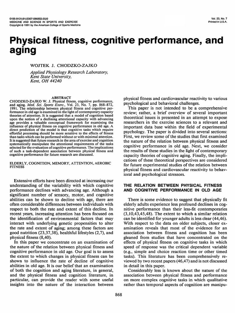 Physical Fitness, Cognitive Performance, and Aging | PDF