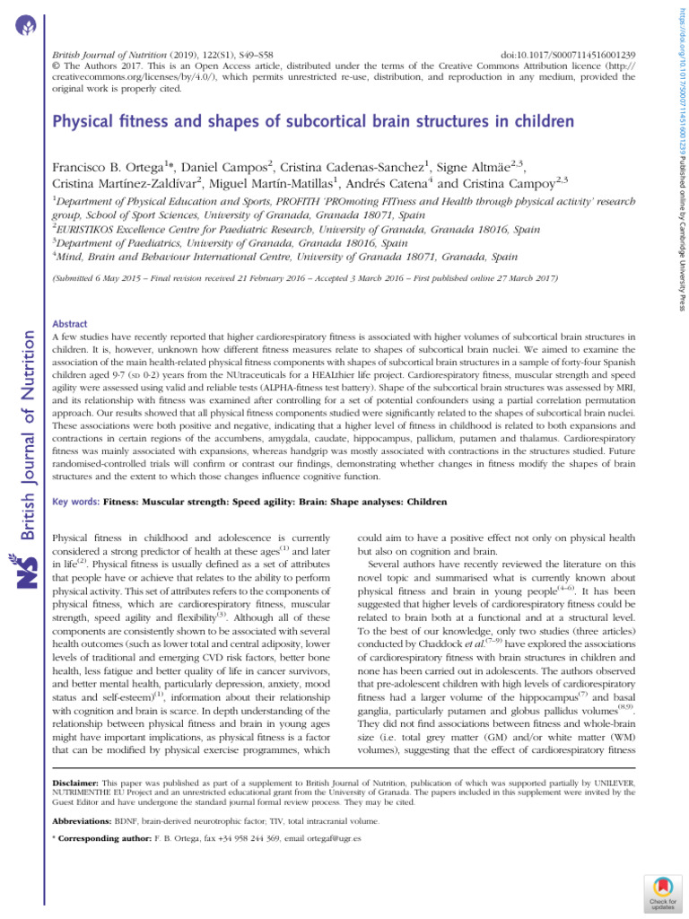 Physical Fitness and Shapes of Subcortical Brain Structures in Children ...