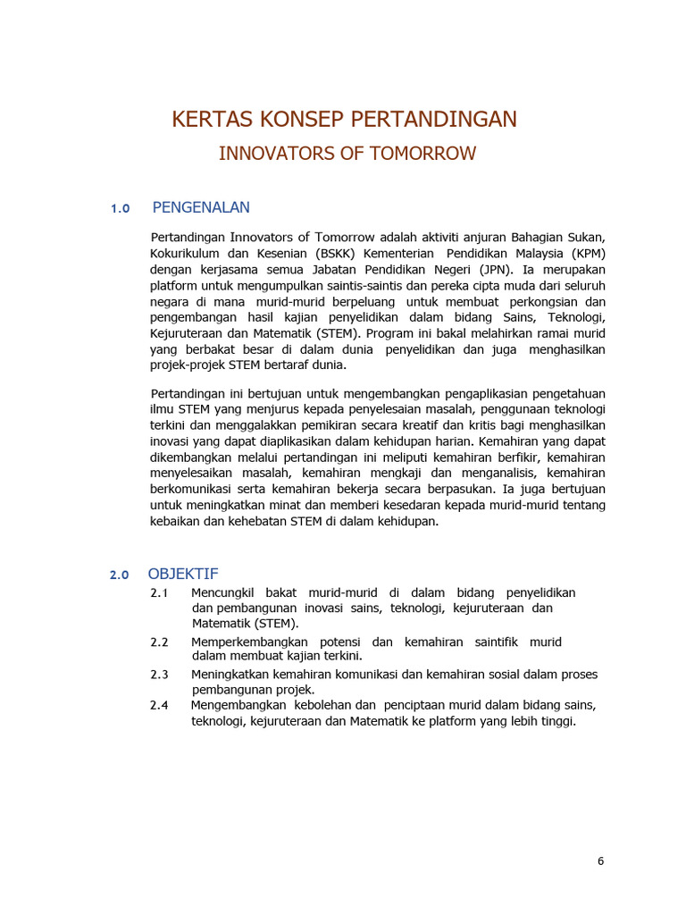 Kertas Konsep Pertandingan Inovasi Peringkat Daerah Hulu Langat | PDF