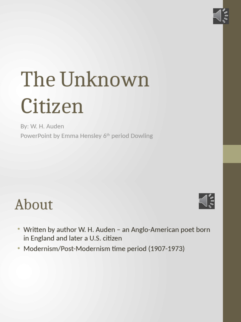The Unknown Citizen PP | PDF