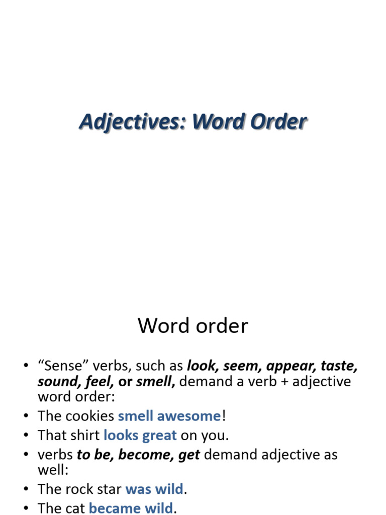 Adjectives Word Order | PDF