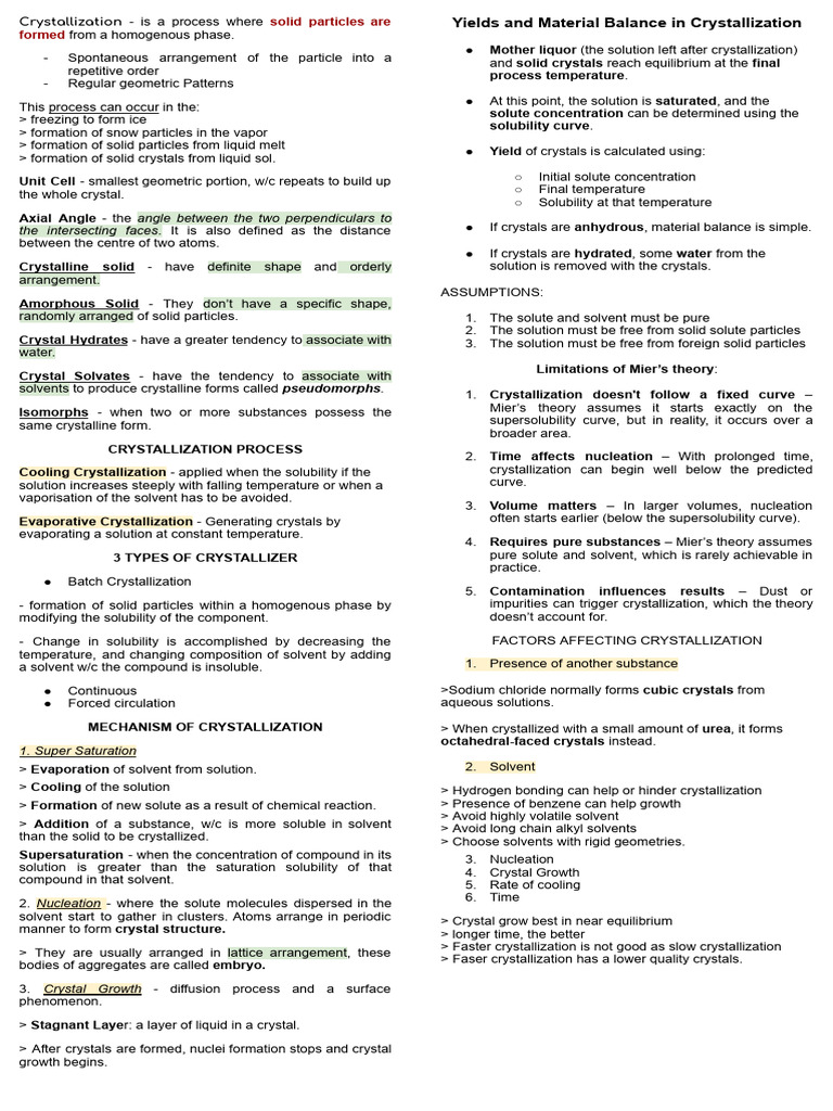 HMT - Crystallization & Drying | PDF | Crystallization | Solubility