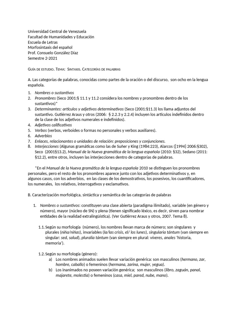 Guia Morfosintaxis-Categorias Gramaticales 2021 | PDF | Adverbio | Verbo