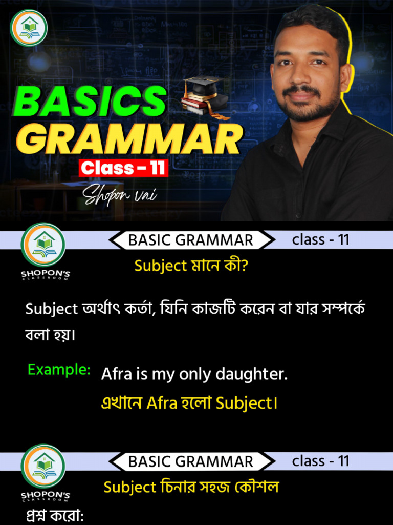 Basic Grammar, Class - 11 | PDF
