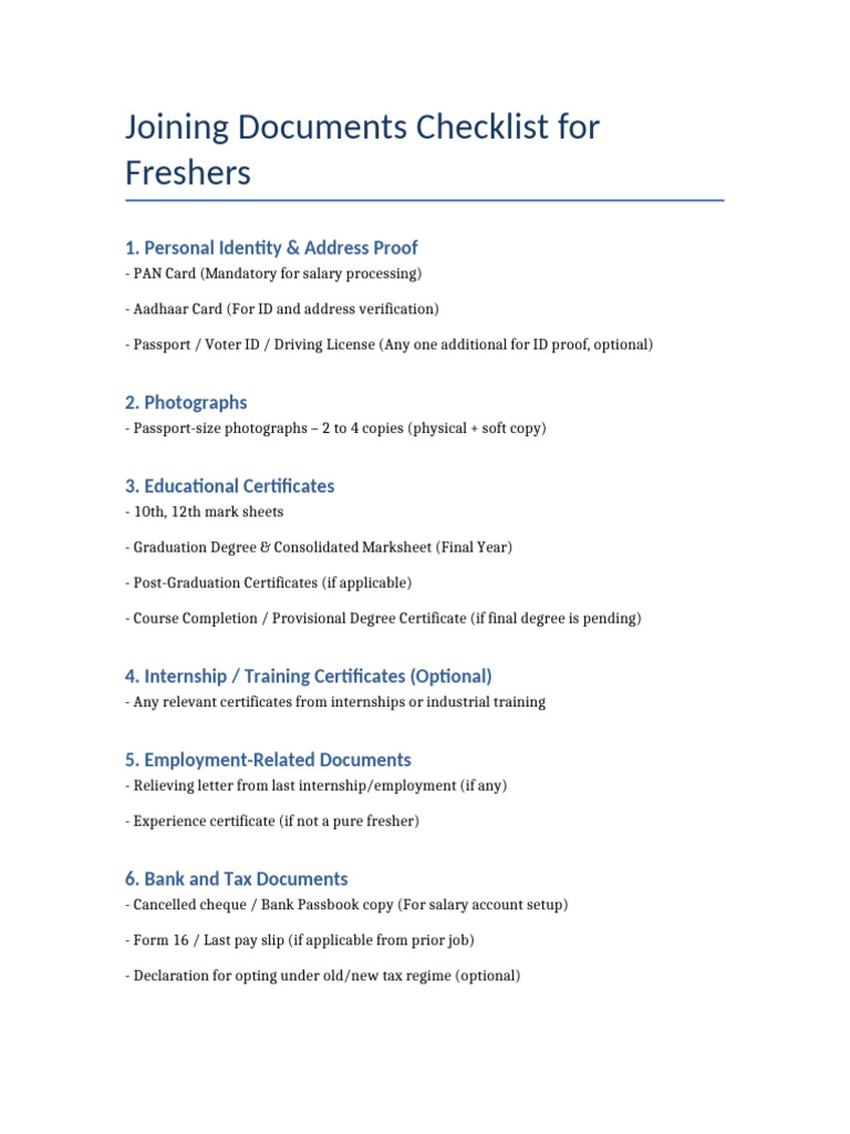 Joining Documents Checklist | PDF