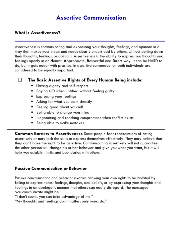 Understanding Assertive Communication | PDF | Communication | Human ...