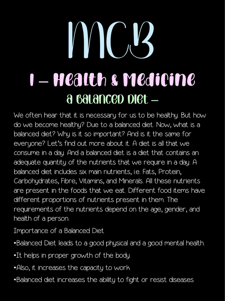 Importance of a Balanced Diet and Sleep | PDF | Habitat Destruction ...