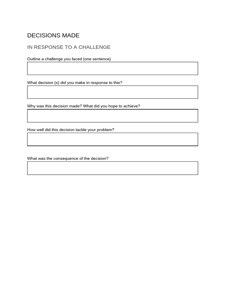 Worksheet Decisions Made | PDF