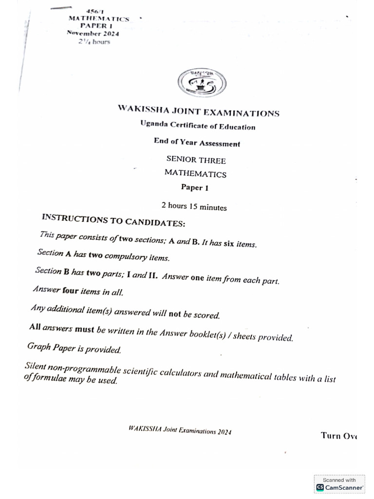 Wakisha Math s3 End of Year | PDF