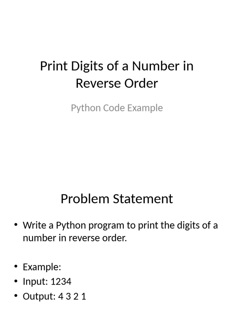 Print Digits Reverse Python Visual | PDF