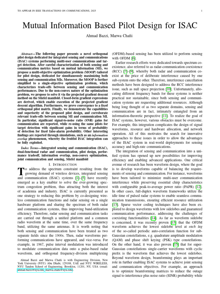 Pilot Design for ISAC Systems | PDF | Modulation | Radar