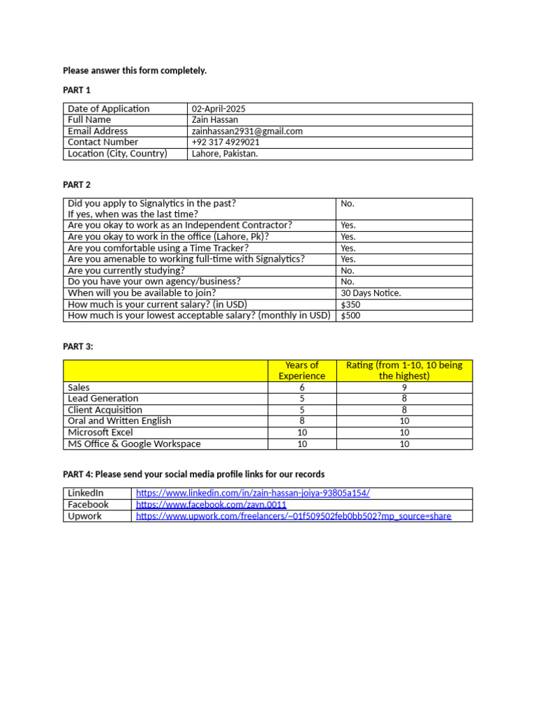 Application Form - SS | PDF