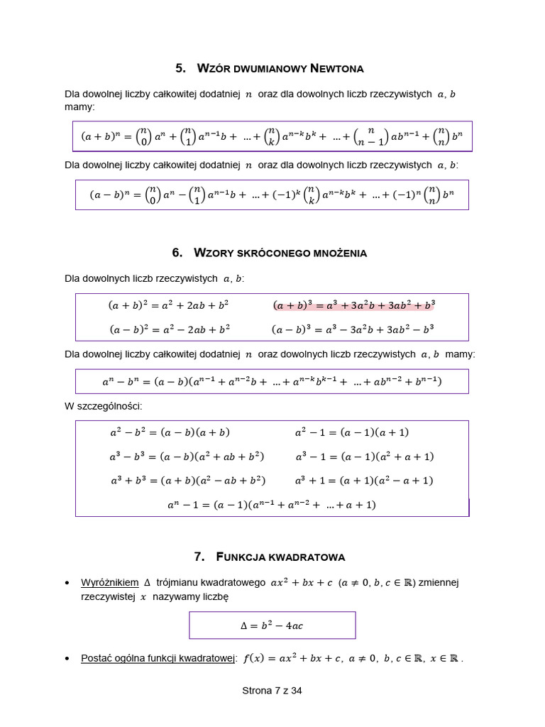 Wybrane Wzory Matematyczne EM2023 6 | PDF