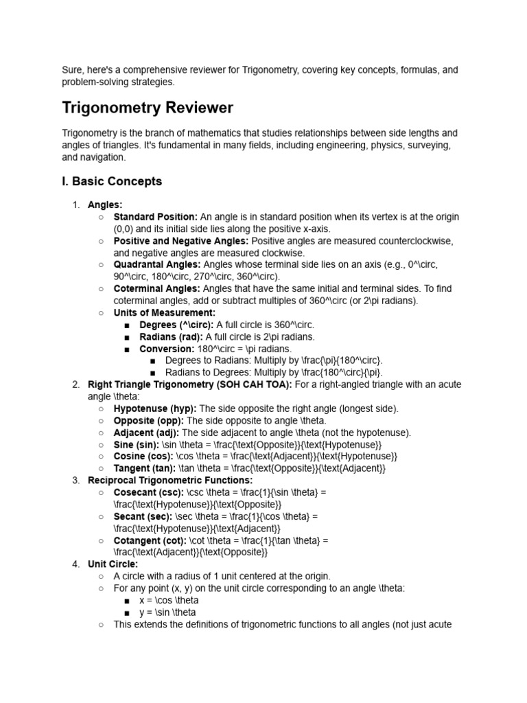 Trigonometry Mastery Guide | PDF | Trigonometric Functions | Mathematics
