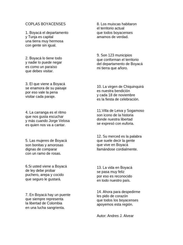 Coplas Boyacenses | PDF