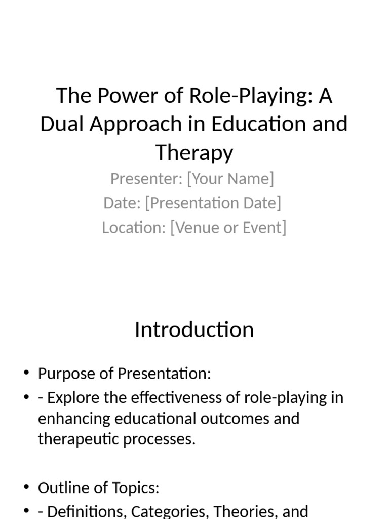 Role Playing Presentation | PDF | Learning | Cognition