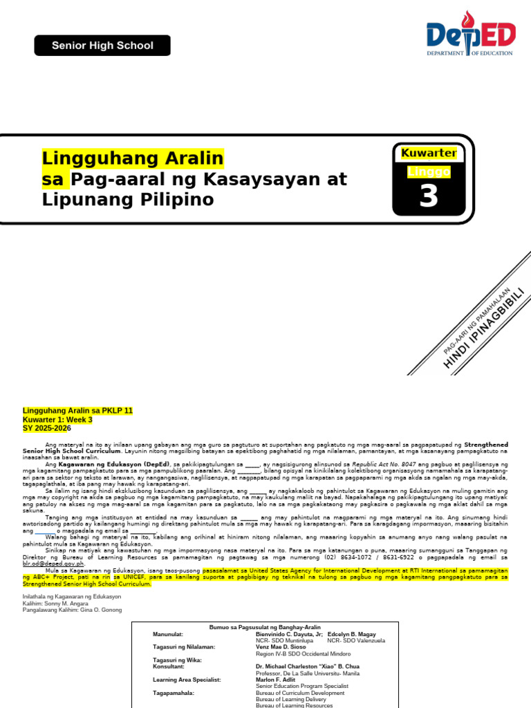Shs PKLP q1 Le2 (Week 3) | PDF