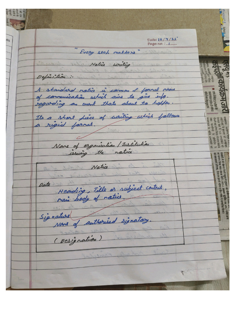 Notice Writing Grammar 1 | PDF
