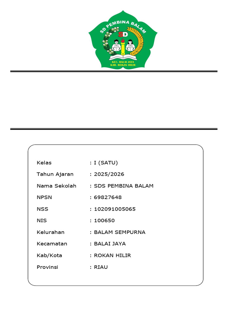 Buku Administrasi Kelas SD 2025/2026 | PDF