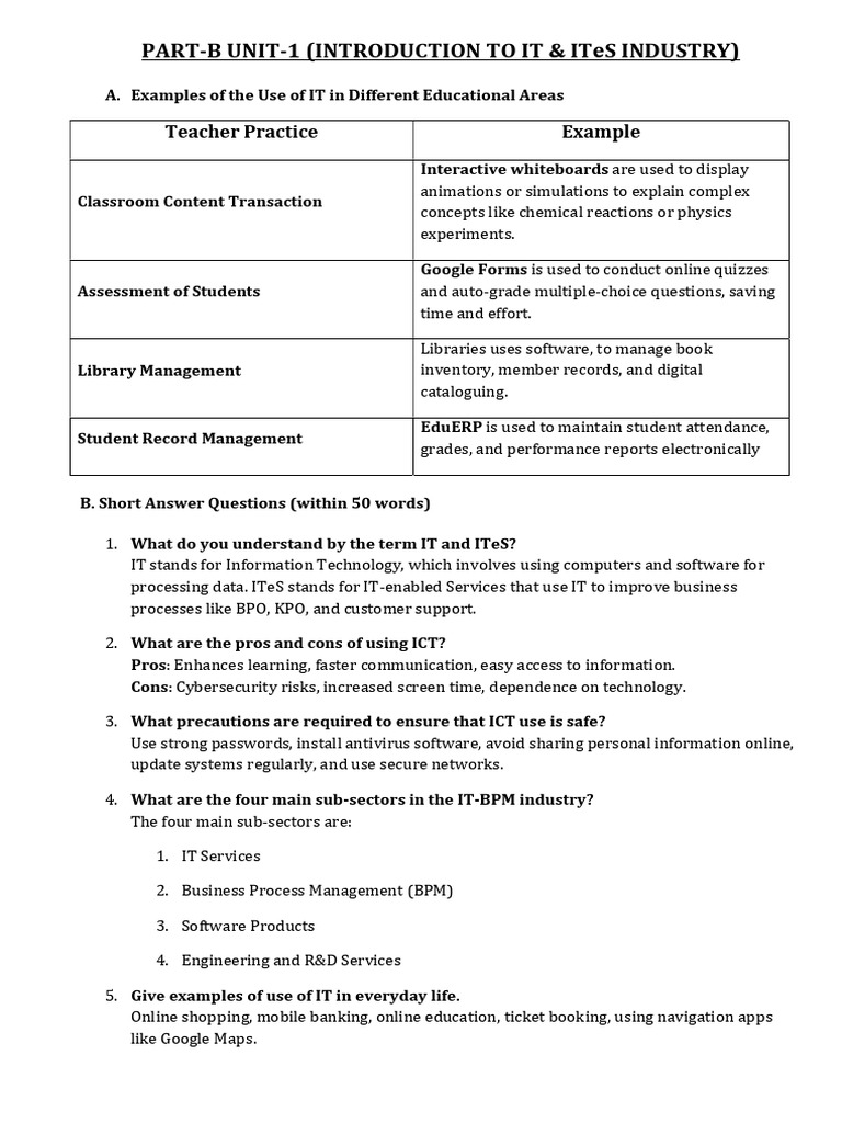 Overview of IT & ITeS Sectors | PDF | Educational Technology ...