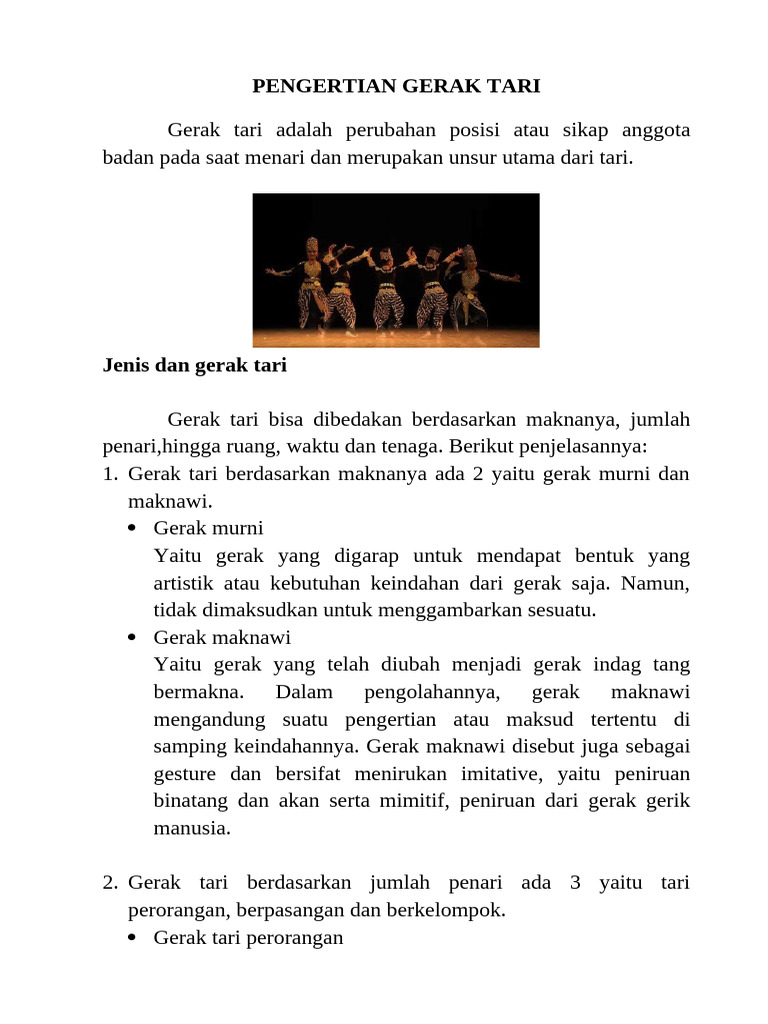 Pengertian dan Fungsi Gerak Tari | PDF