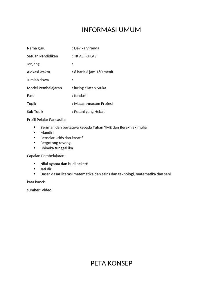 Modul Ajar Macam-Macam Profesi | PDF