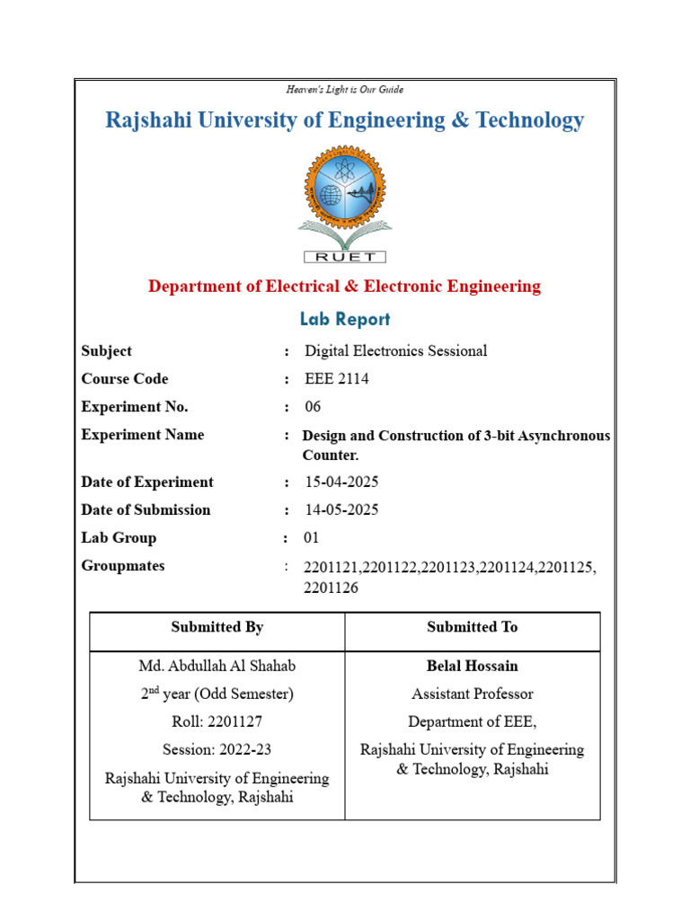 Exp 6 (Asynchronous Counter) Shahab | PDF | Electronic Design | Electricity