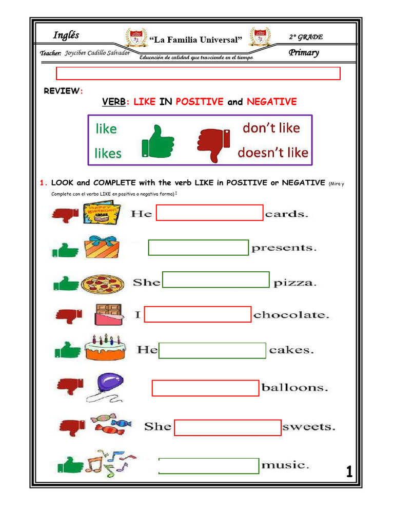 Ejercicios de "Like" para 2° Grado | PDF