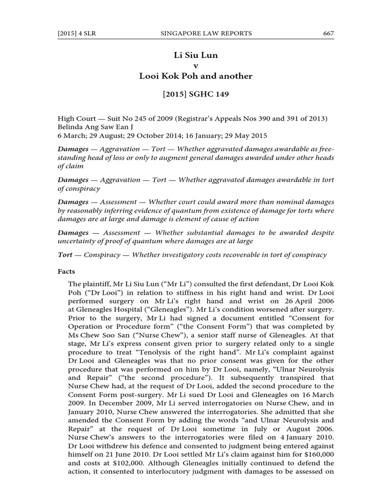 Aggravated Damages in Tort of Conspiracy | PDF | Damages | Tort
