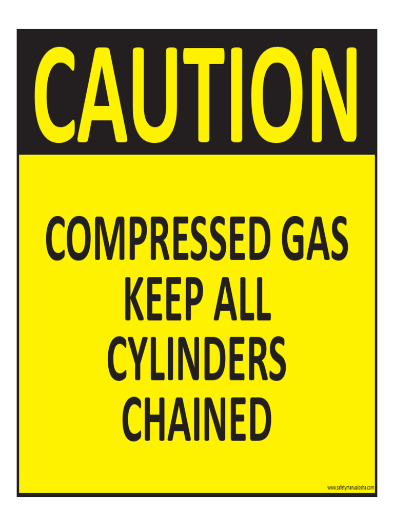Caution - Compressed Gas Cylinders Keep Chained | PDF