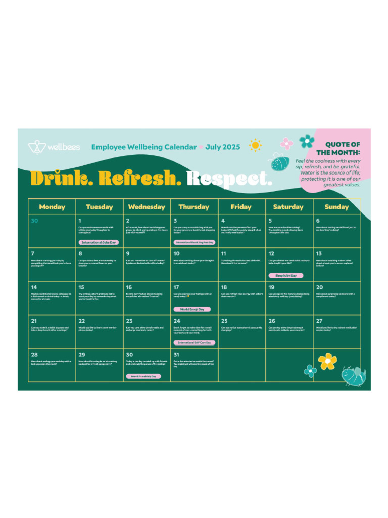July Wellness Calendar | PDF