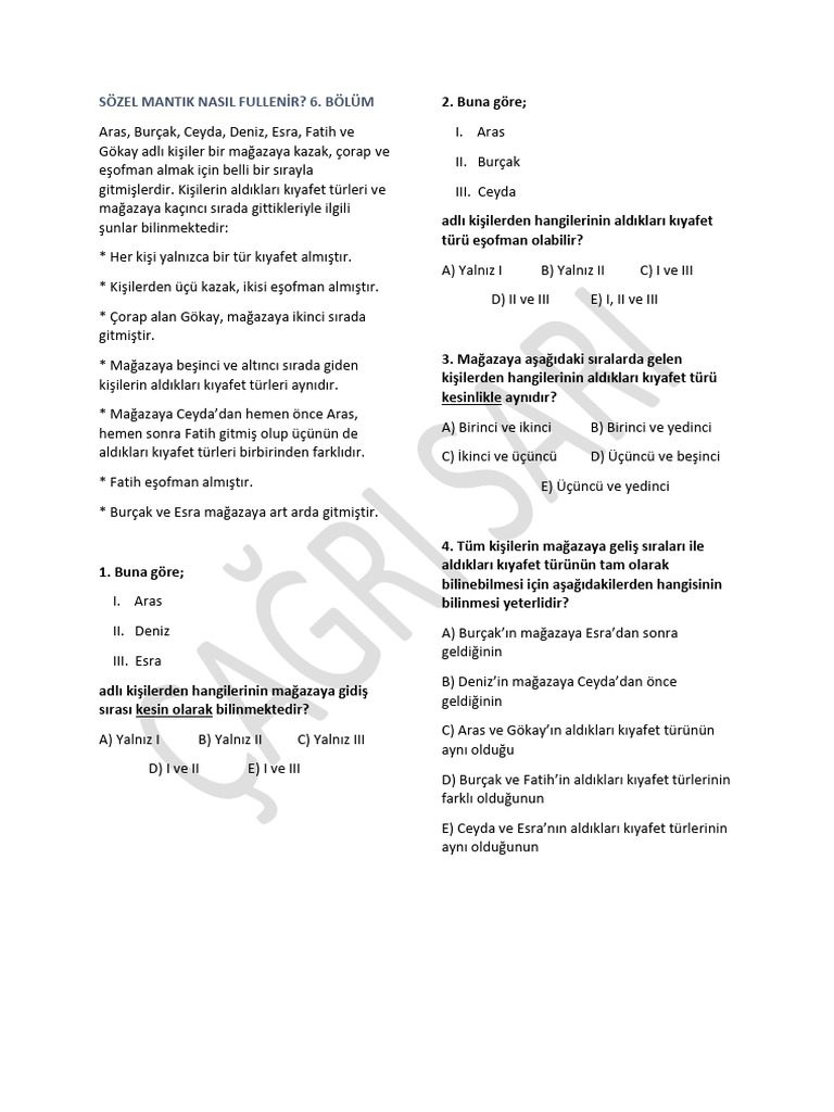 Sozel Mantik Nasil Fullenir 6. Bolum | PDF