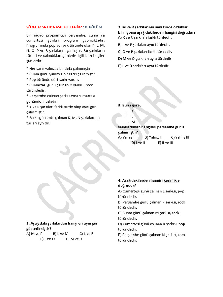 Sozel Mantik Nasil Fullenir 10. Bolum | PDF