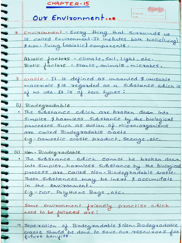 Biology Our Environment Notes | PDF