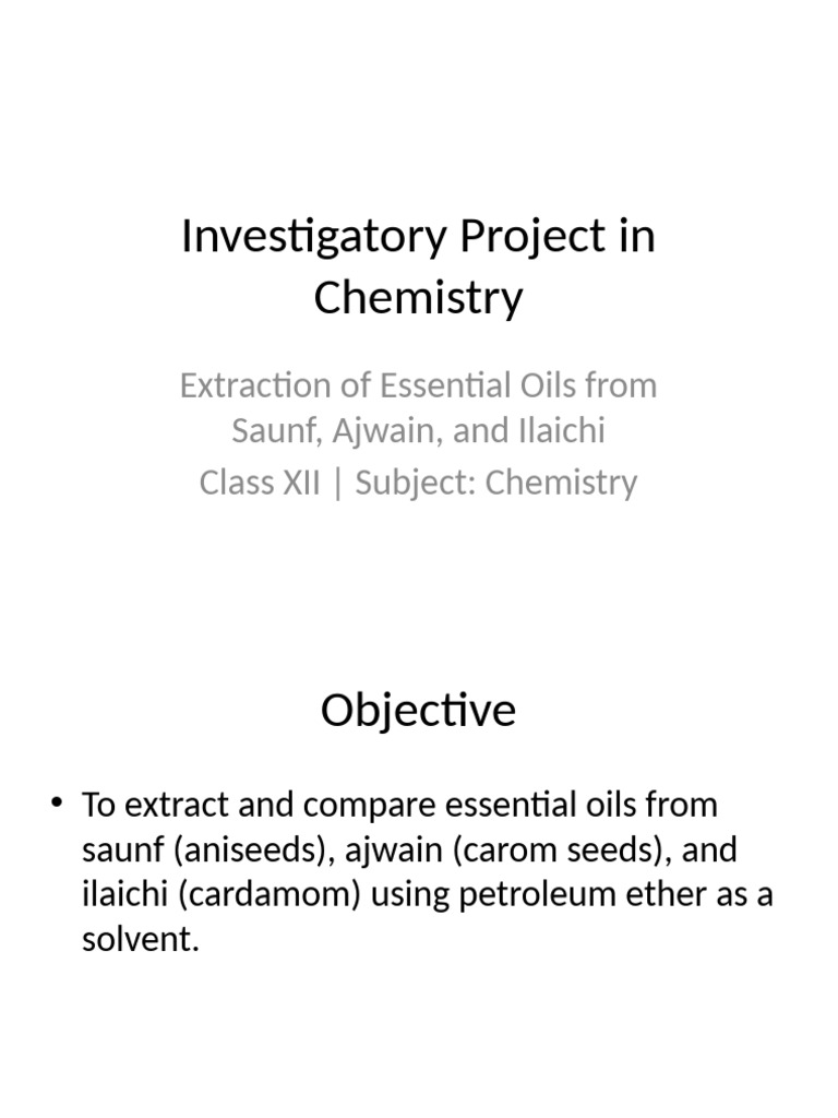 Project 7 Essential Oils Extraction | PDF